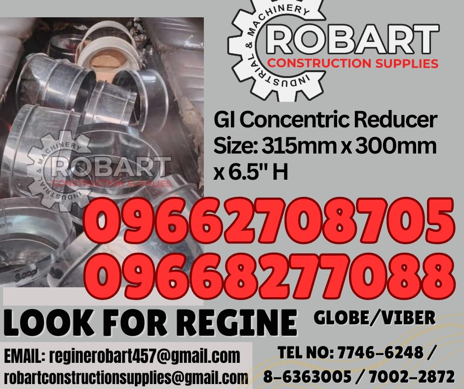 GI Concentric Reducer Size: 315mm x 300mm x 6.5" H, Commercial ...