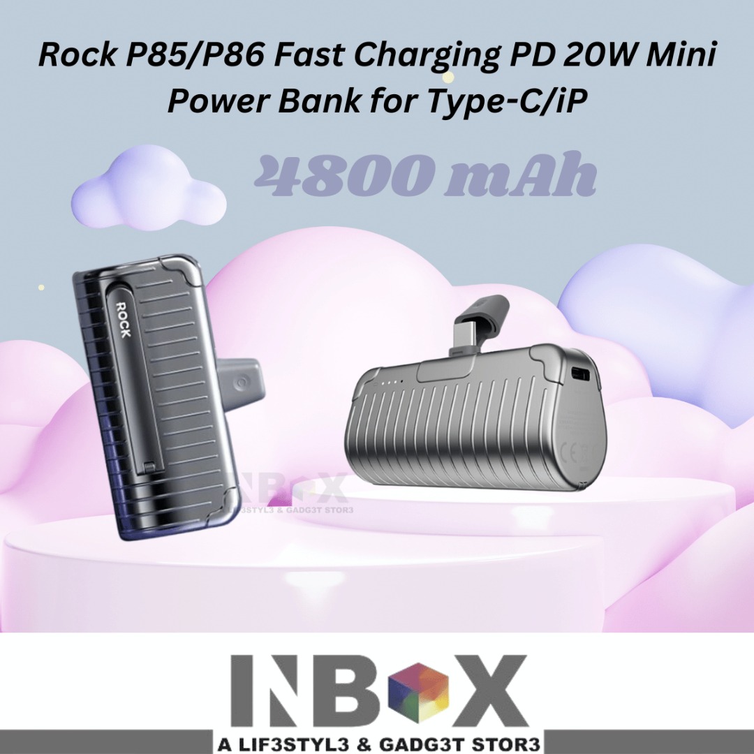 IN-BOX Rock P85/P86 Fast Charging PD 20W Mini Power Bank 4800mAh for ...