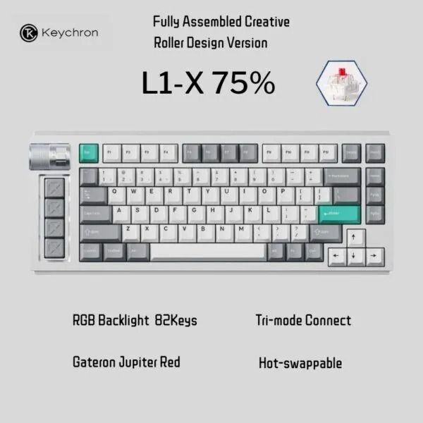 Keychron Lemokey L1 Mechanical Gaming Keyboard | 75% | Red & Brown ...