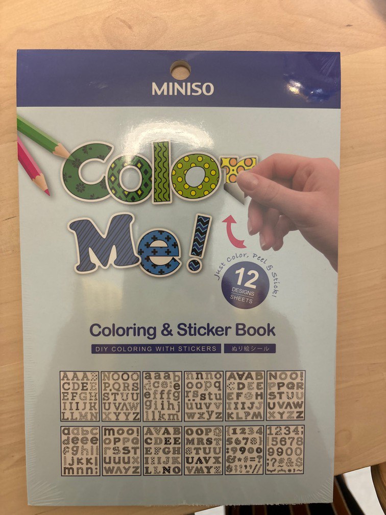 Miniso. Colouring and sticker book., 興趣及遊戲, 手作＆自家設計, 文具及工藝 - 手作 - Carousell