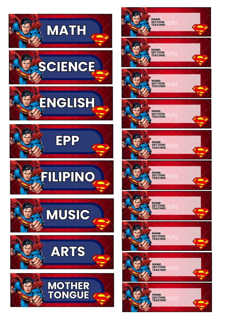 Printable Kids Name Tag and Subject Canva Template, Hobbies & Toys ...