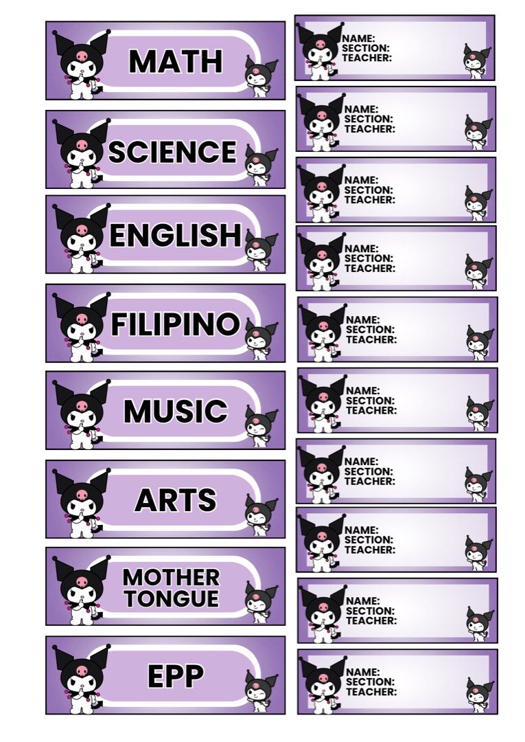 Printable Kids Name Tag and Subject Canva Template, Hobbies & Toys ...