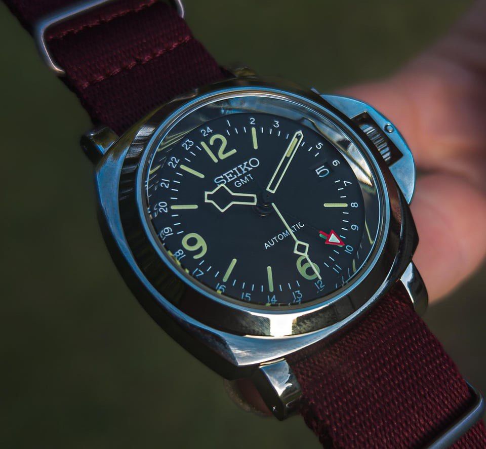 Seiko Pilot GMT 40mm Panerai Mod, Luxury, Watches on Carousell