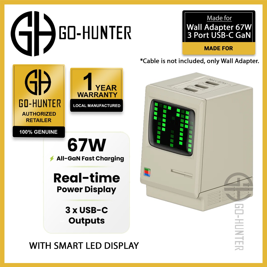 Sharge Shargeek Retro 67W GaN 3 Port USB-C PD 3.0 Wall Charger with Smart LED Display, Computers ...