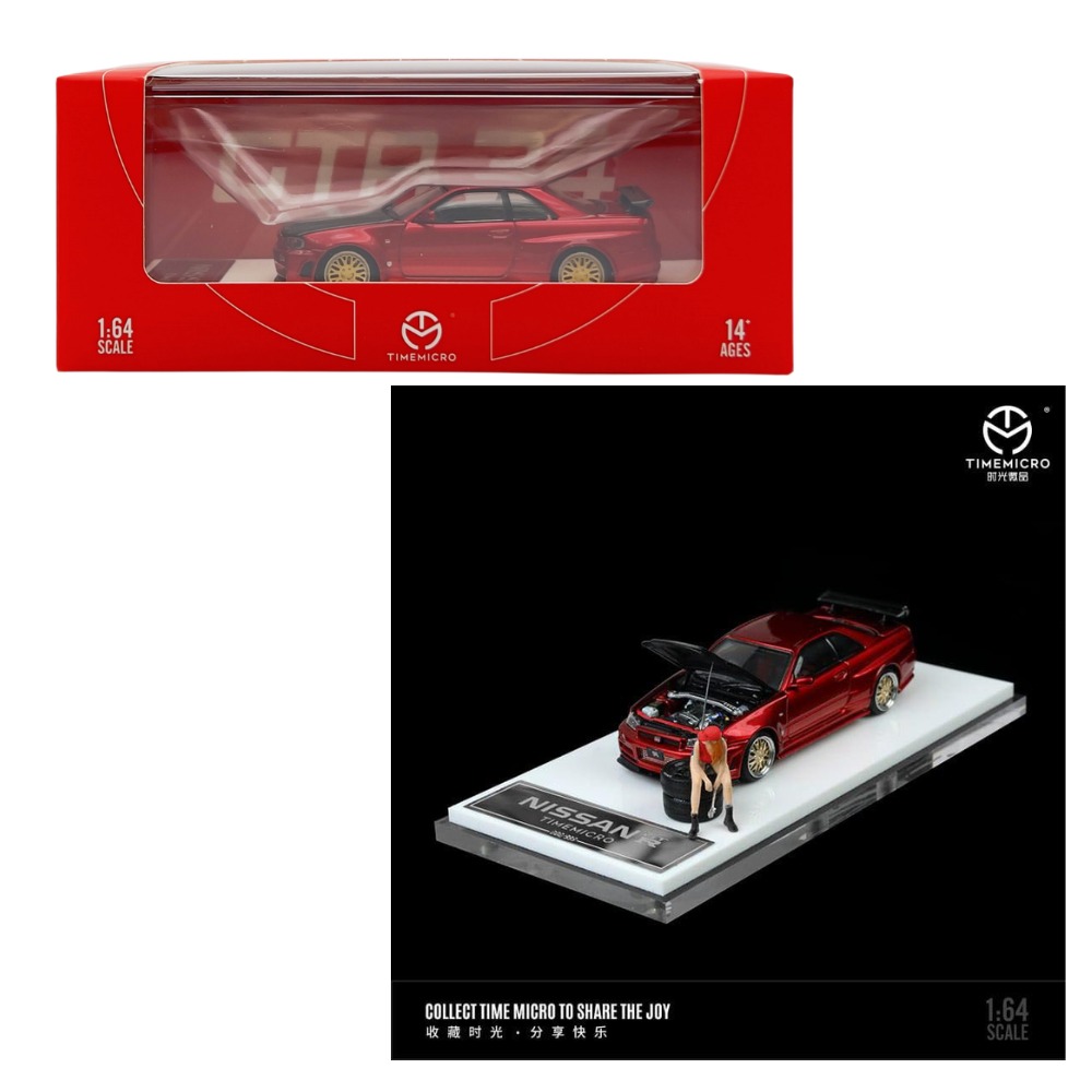 Time Micro 1/64 Scale Skyline GT-R R34 Nismo Z-Tune Carbon Open-Hood ...