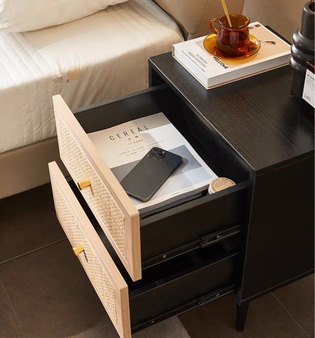 TRAEL Japandi Rattan Bedside Table, Furniture & Home Living, Furniture ...