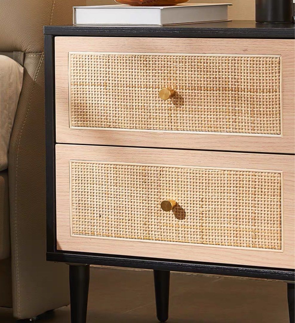 TRAEL Japandi Rattan Bedside Table, Furniture & Home Living, Furniture ...