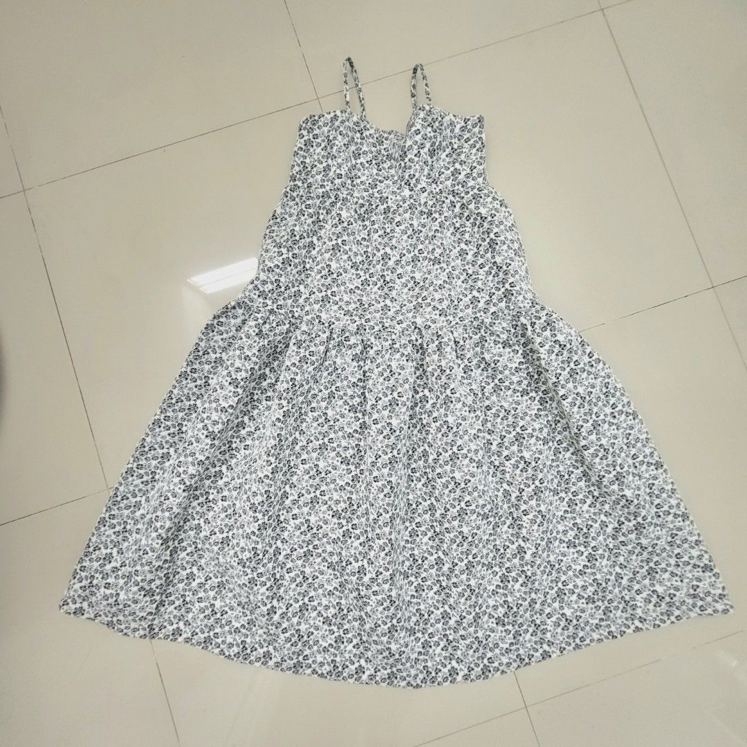 Umpak dress floral flower black and white setali megar overall korean ...