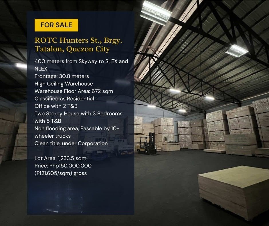 🏡 ROTC Hunters Brgy. Tatalon, Quezon City Warehouse & Residential ...