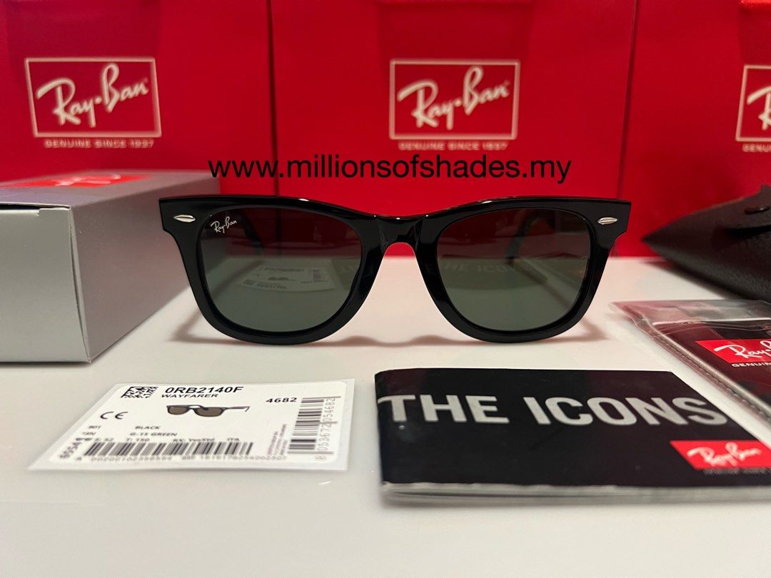 Wayfarer Low Bridge - Glossy Black G15, Men's Fashion, Watches ...