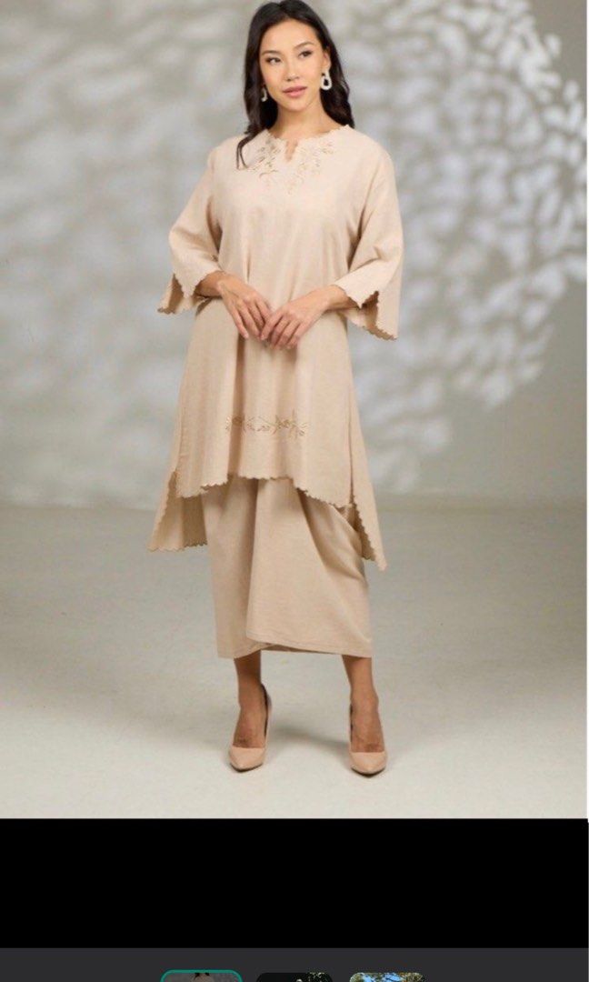 CANGKUK CEMPAKA KURUNG NUDE, Women's Fashion, Muslimah Fashion, Baju ...