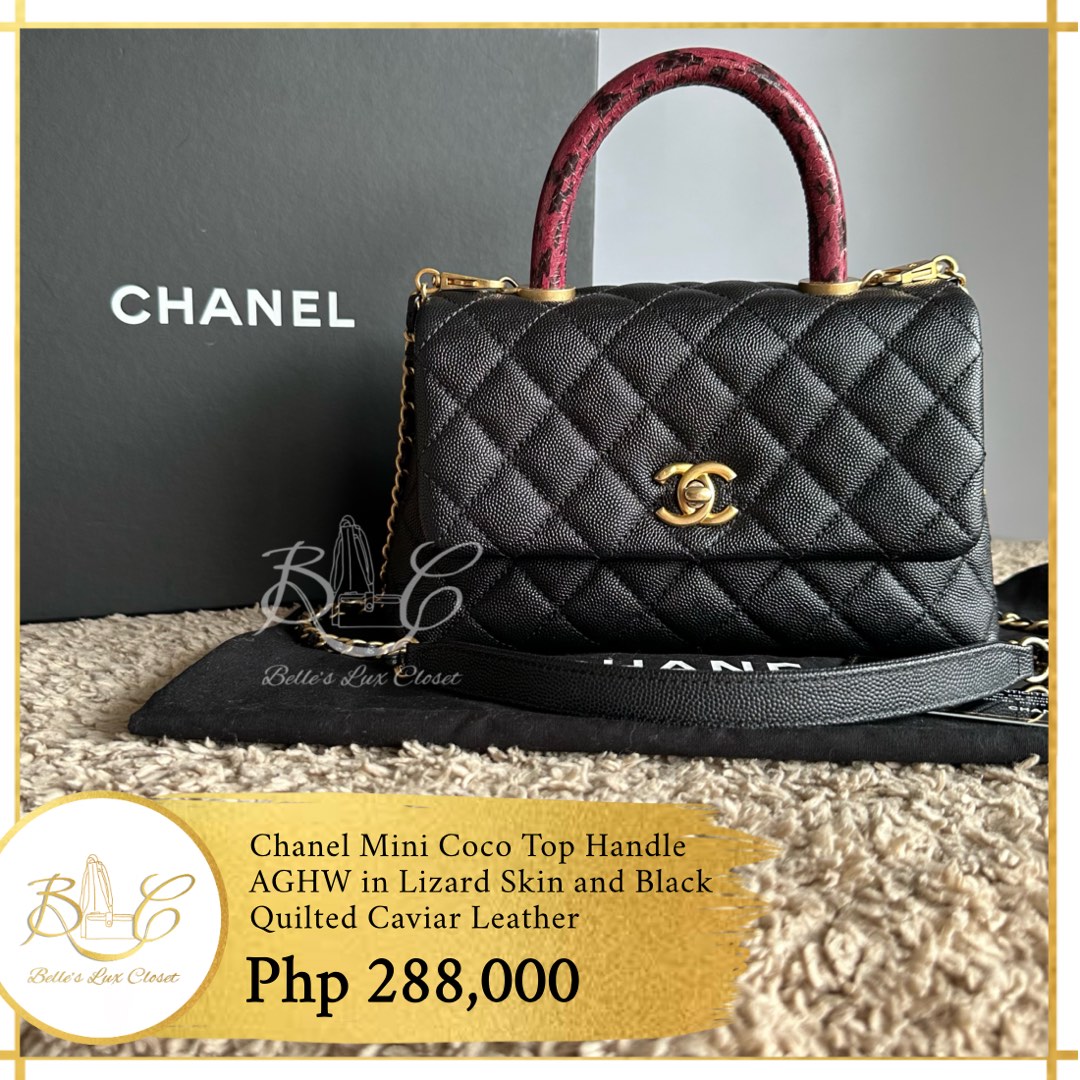 Chanel Mini Coco Top Handle LizardSkin and Black Caviar, Luxury, Bags ...