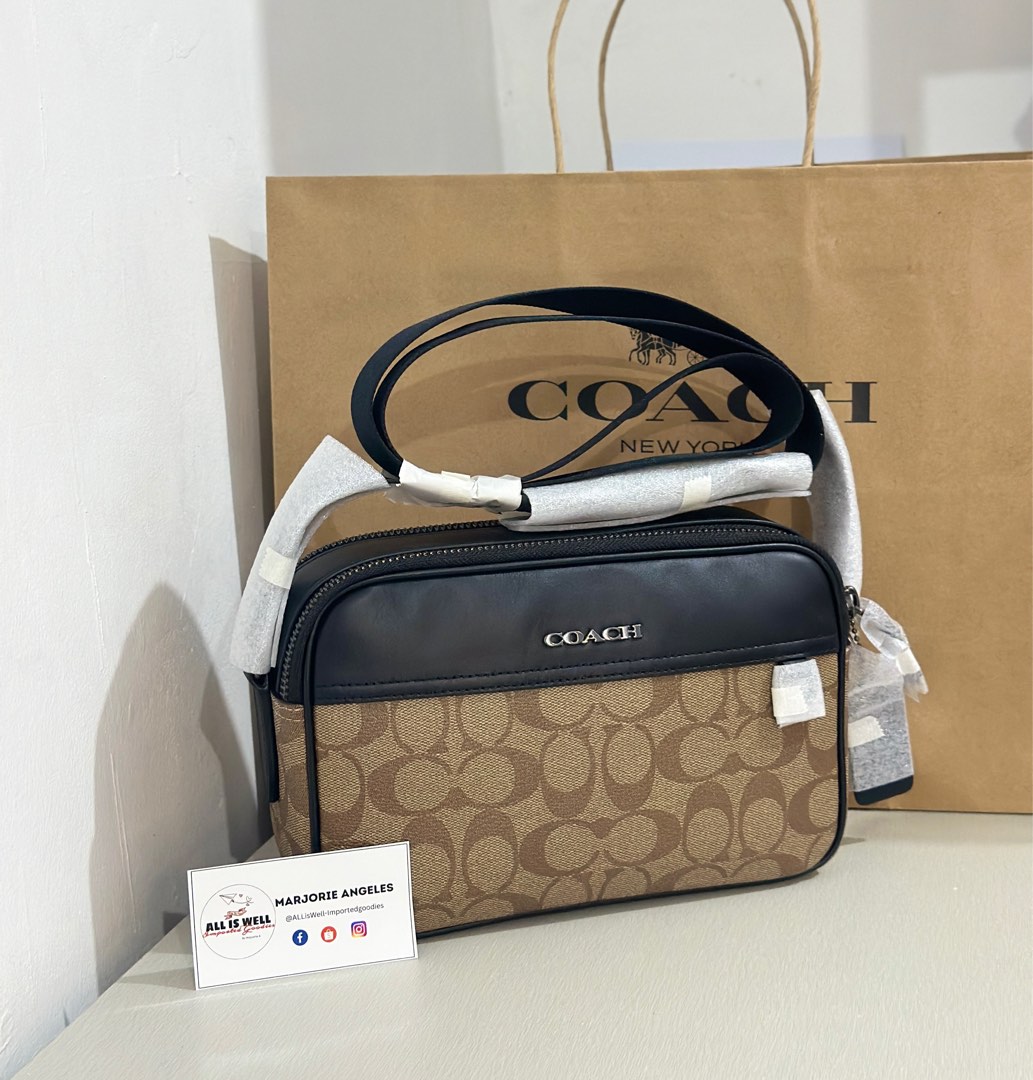 COACH GRAHAM CROSSBODY IN SIGNATURE CANVAS KHAKI BLACK, Luxury, Bags ...