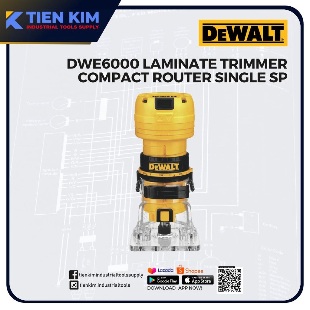 Dewalt DWE6000 Palm Router / Laminate Trimmer 1/4" 390W, Commercial ...
