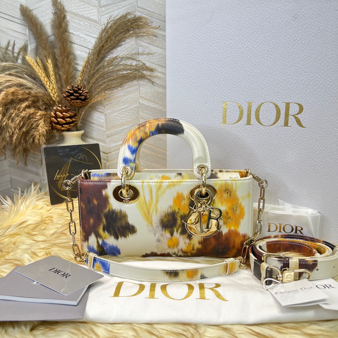 Dior D-Joy Small in Flower Lambskin Leather GHW, Luxury, Bags & Wallets ...
