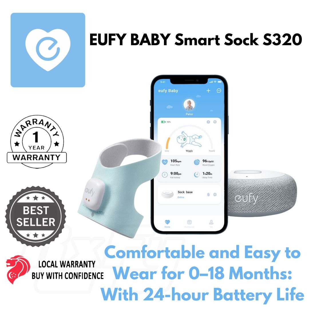 eufy Baby Smart Sock S320 Baby Monitor with 2.4 GHz Wi-Fi, Track Sleep ...