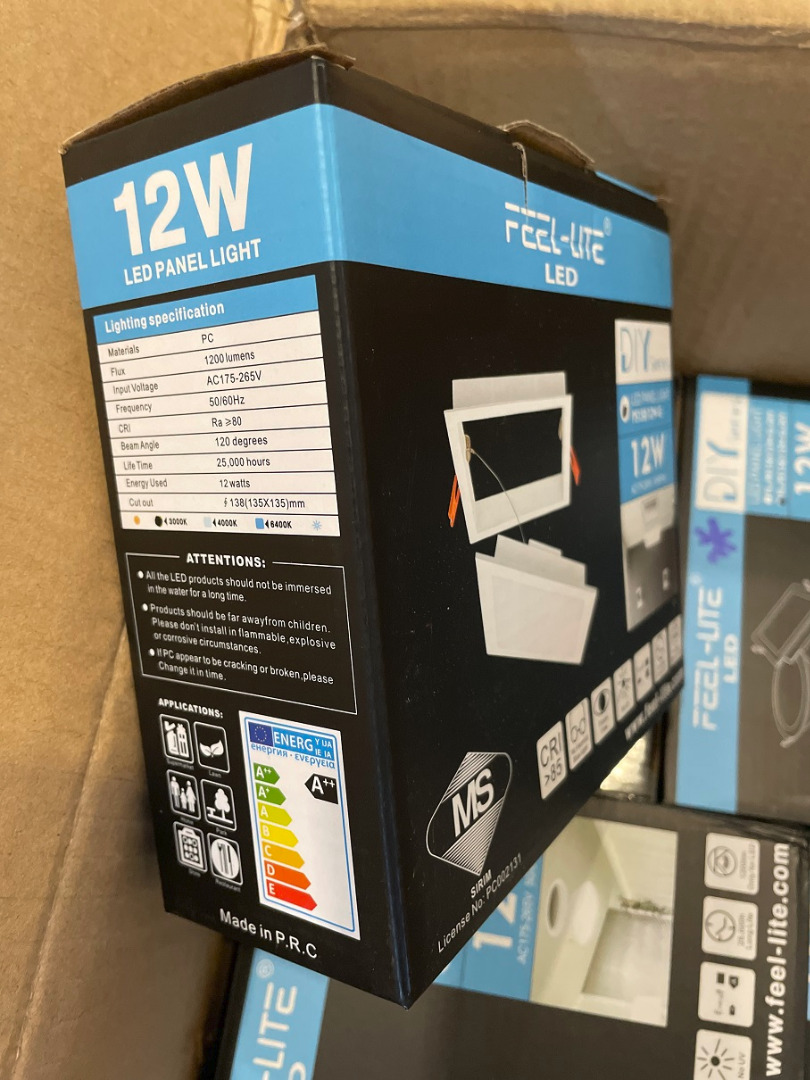 Feel Lite Ceiling LED Panel Light (Square) 12W (12 units total ...