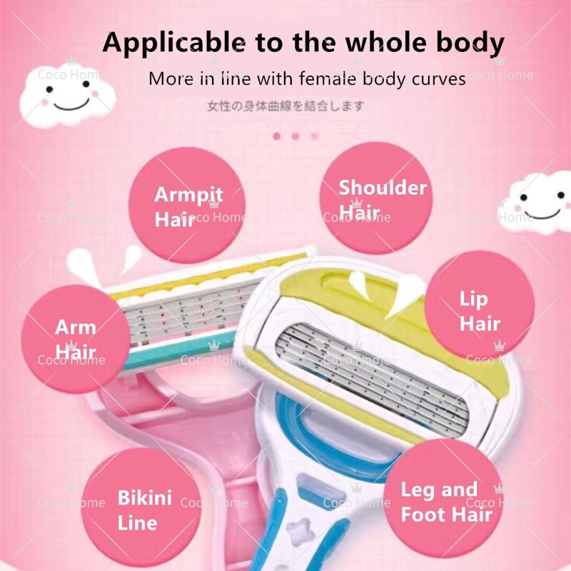 Japan KAI Body Shavers Bikini Line Razor With 4 Layer Razor Blade (2 ...