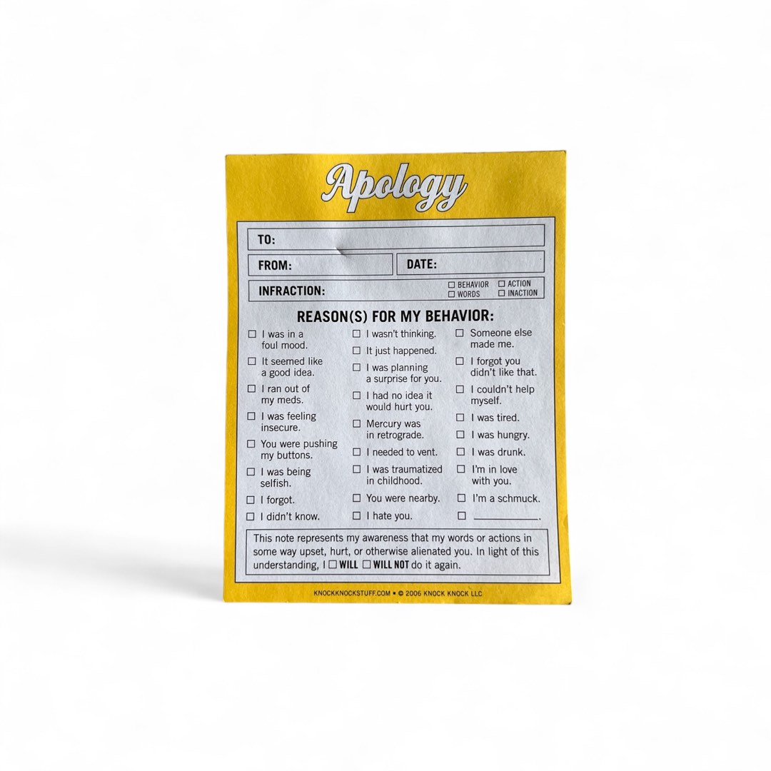 KNOCK KNOCK NIFTY NOTES Apology, Hobbies & Toys, Stationary & Craft ...