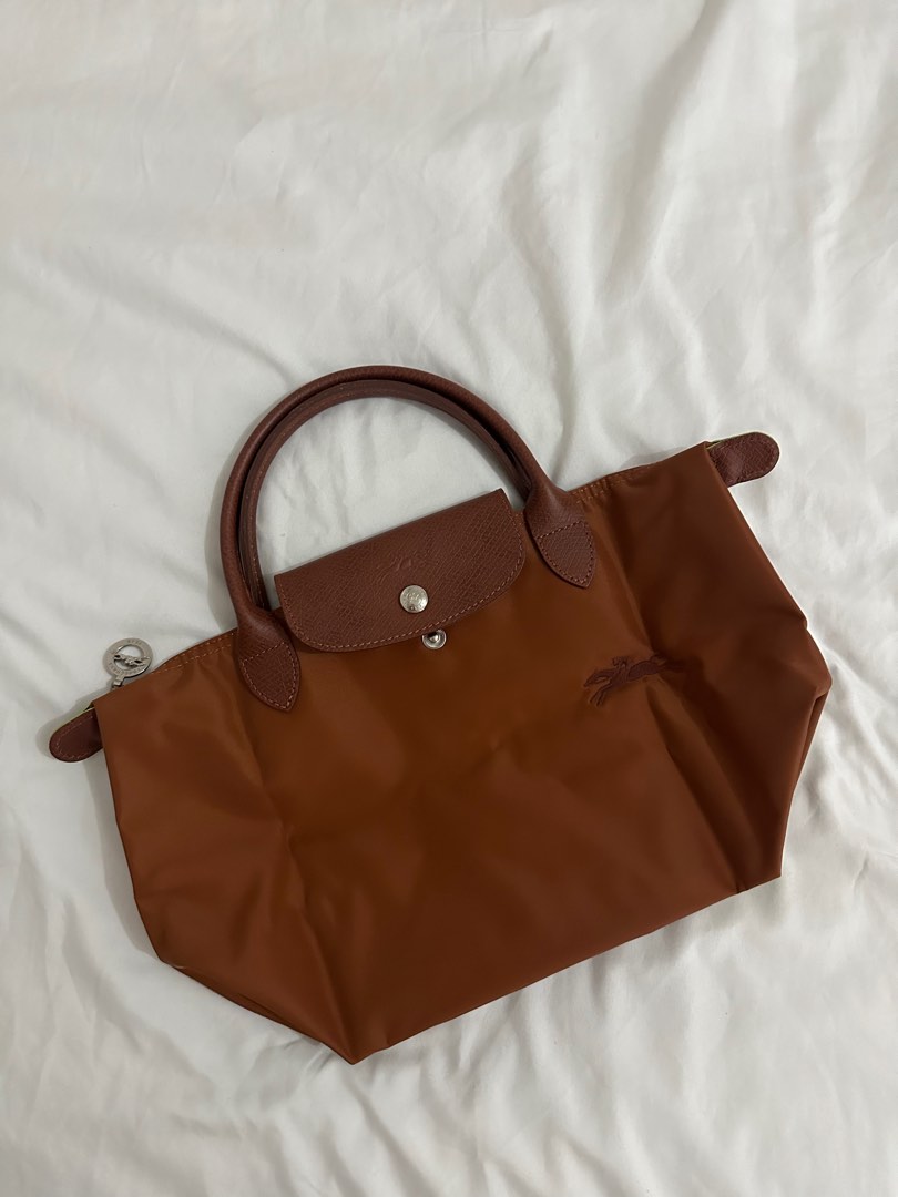 Longchamp Le Pliage Small Top Handle Green Series in Cognac, Luxury ...