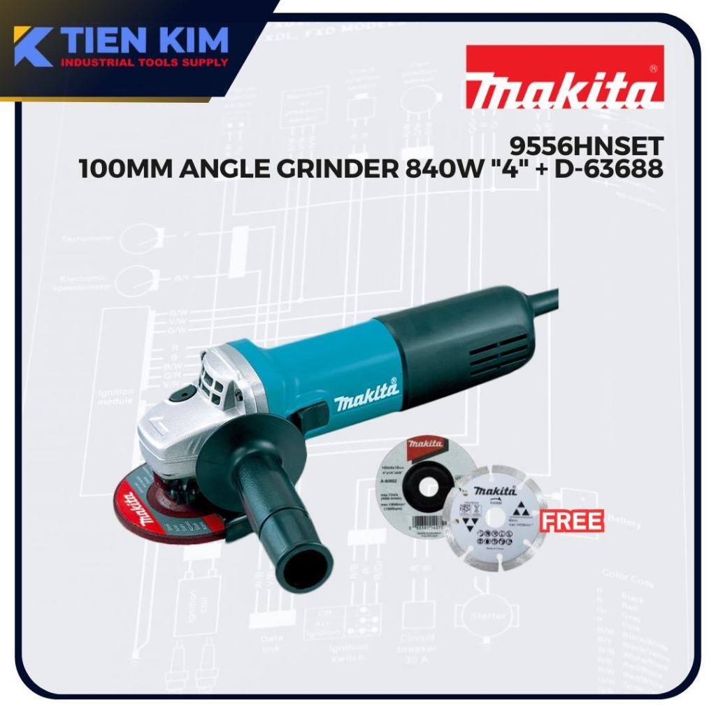 Makita 9556HN 4" (100mm) Angle Grinder (840W) with FREE Grinding Disc ...