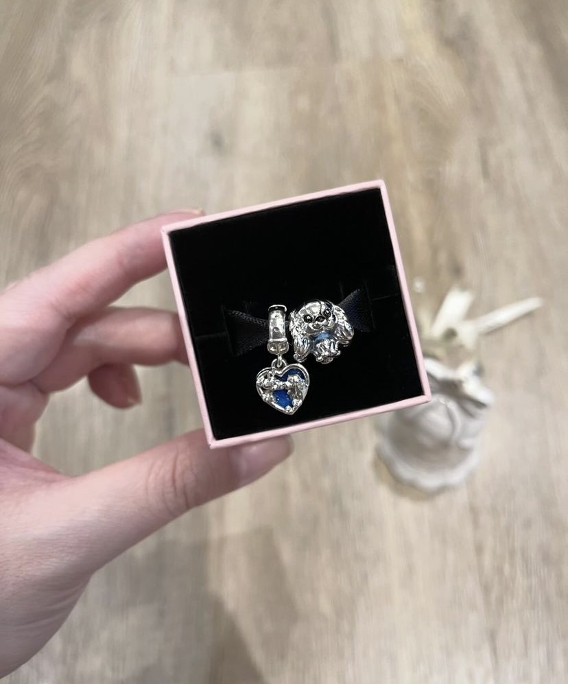 Pandora lady charm & disney lady and the tramp heart dangle charm set ...