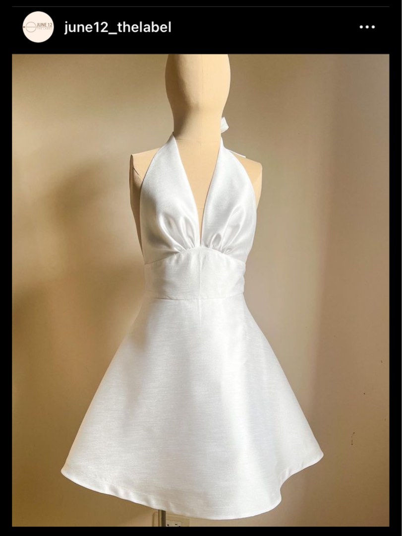 [RENT] JUNE 12 THE LABEL WHITE HALTER MINI DRESS (Graduation, prenup ...