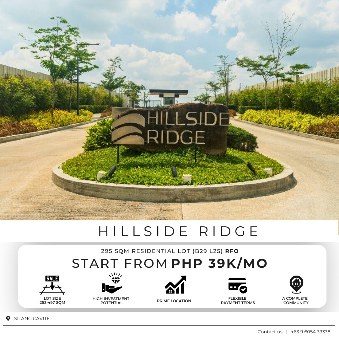 Residential Lots For Sale in Cavite 295 SQM in Silang Cavite Hillside ...