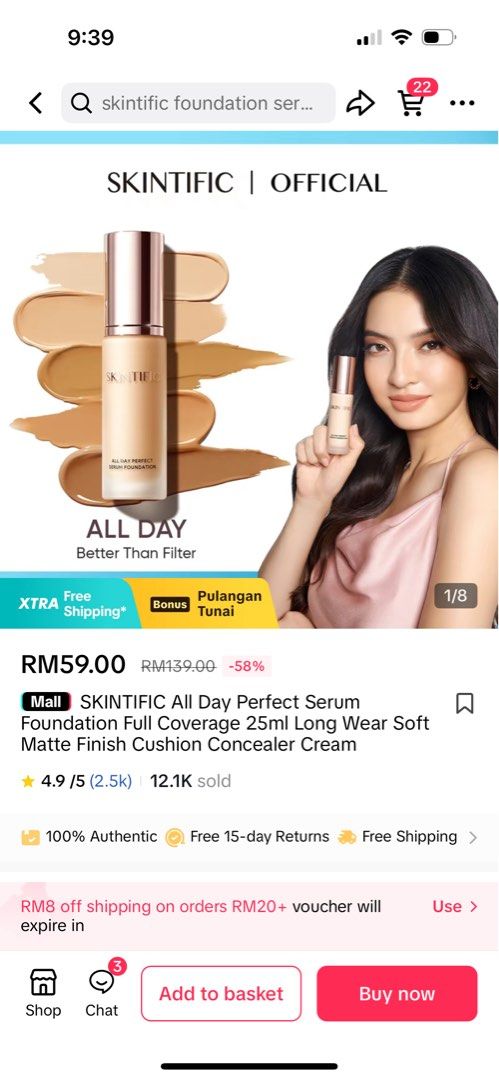 Skintific serum foundation, Beauty & Personal Care, Face, Makeup on ...