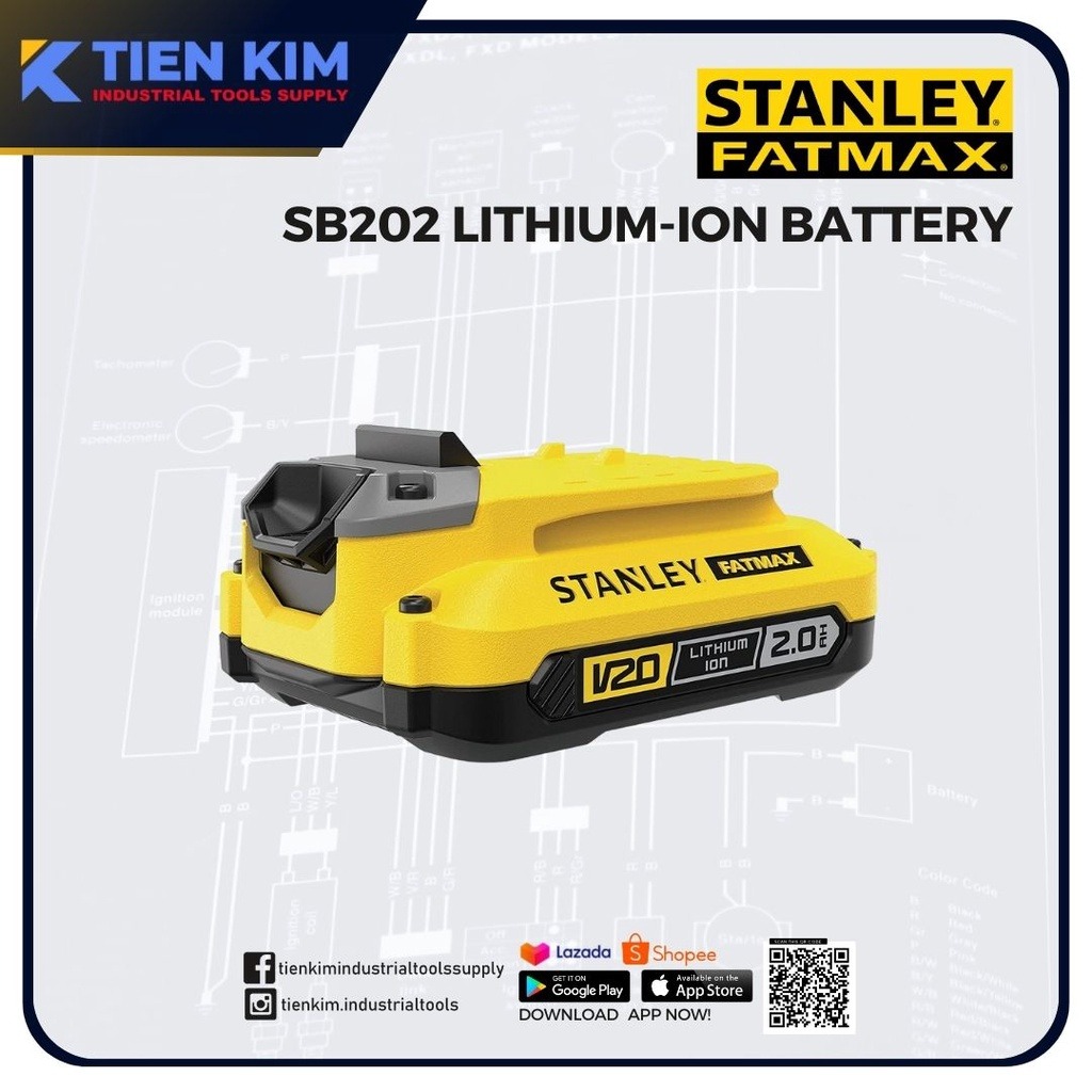 Stanley FATMAX SB202 Lithium-Ion 2.0Ah Battery 20V, Commercial ...