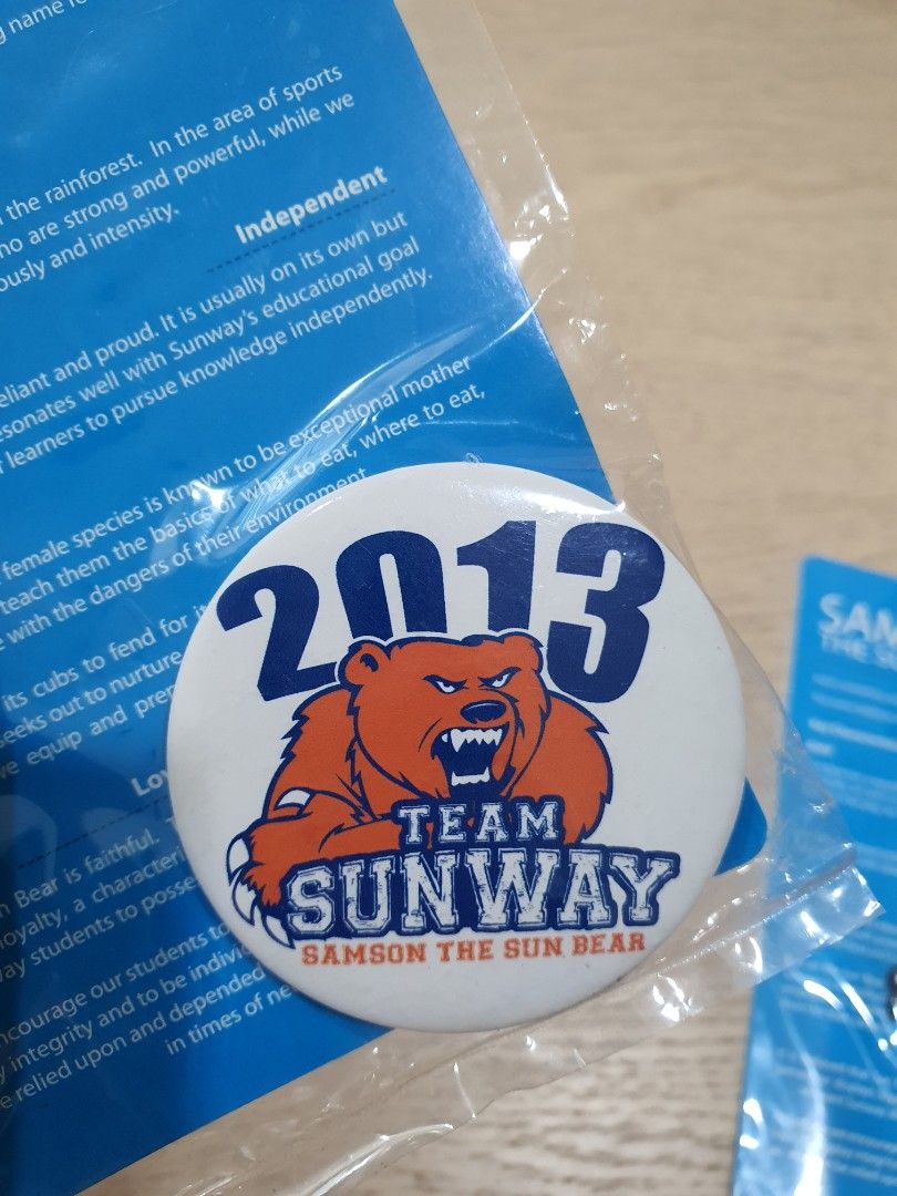 Team Sunway - Samson The Sun Bear Badge and Keychain set, Hobbies ...