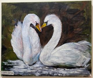 Double Swans, Painted by A Self-Taught Artist Diagnosed with Parkinson ...