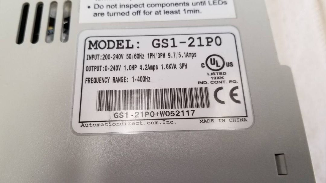 1 HP motor inverter drive controller, GS1-21P0 VFD 200V-230v SINGLE ...