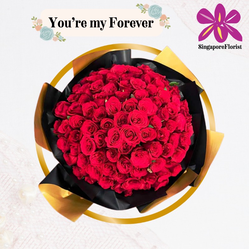 99 Red Roses Hand Bouquet – Kindly order one day in advance ( Same day ...