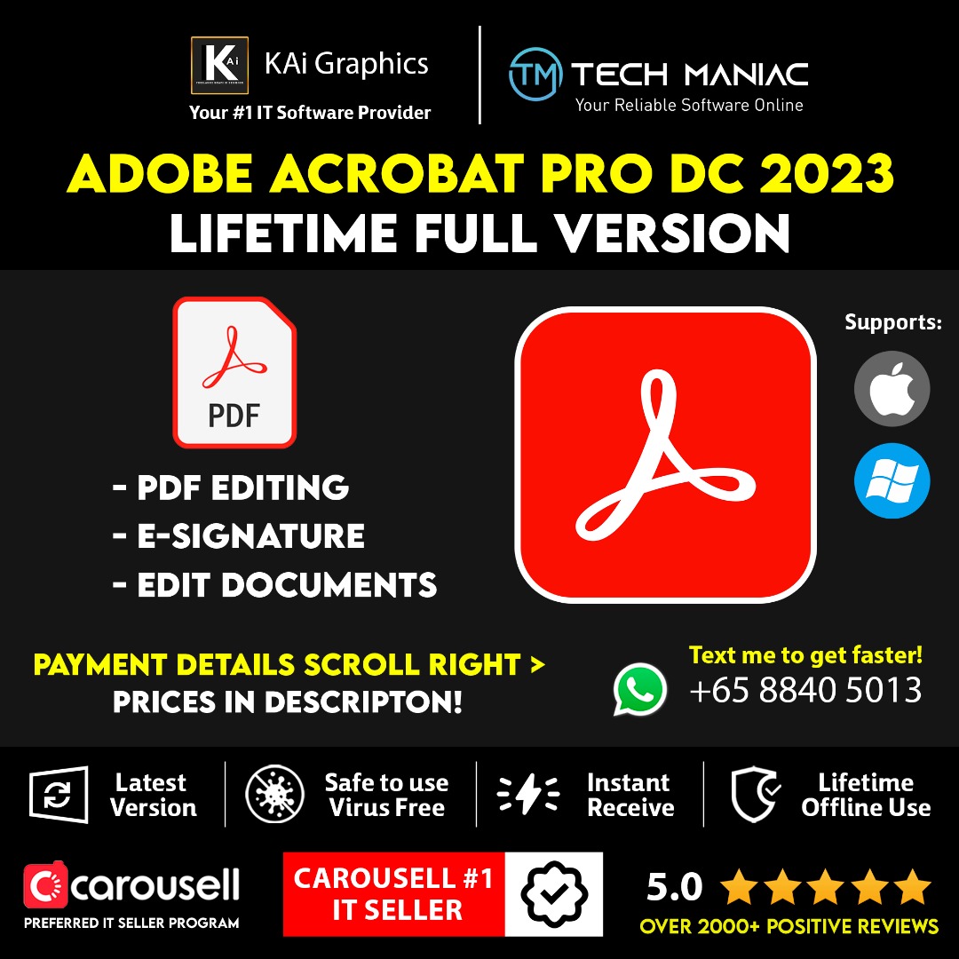 ⭐ Latest Adobe Acrobat Pro DC 2023 Latest PDF Editor / E-Sign Documents ...