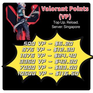 Instant Valorant Points Top UP | VP Top UP via Riot ID | Malaysia Indonesia Singapore Region ...