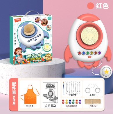 Children's soft clay DIY electric turntable hand-painted embryo pottery ...