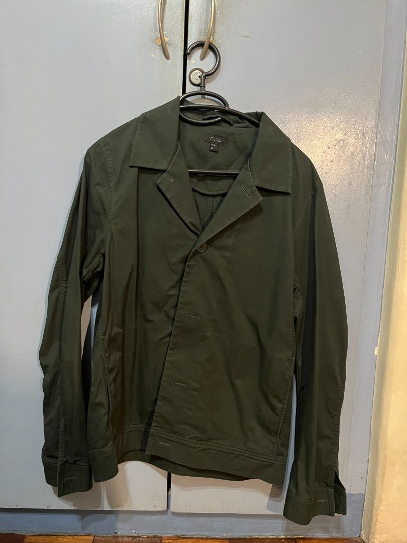 COS Open Collar Dark Green Outerwear Jacket, Men's Fashion, Coats ...
