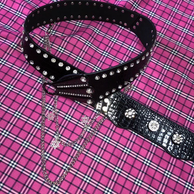 D.I.A gyaru style rhinestone belt with chain, Women's Fashion, Watches ...