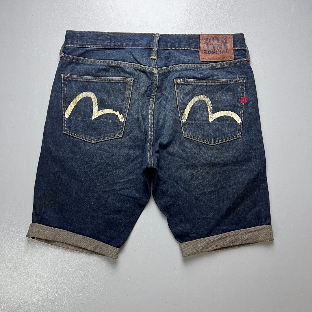 Evisu 20th Anniversary Selvedge cutoff denim Short., Men's Fashion ...