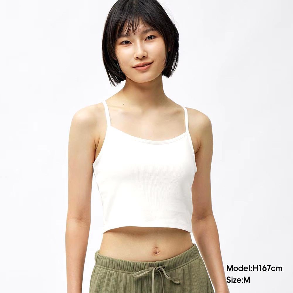 GU ribbed 2 way bra cropped top, Women's Fashion, Tops, Blouses on Carousell