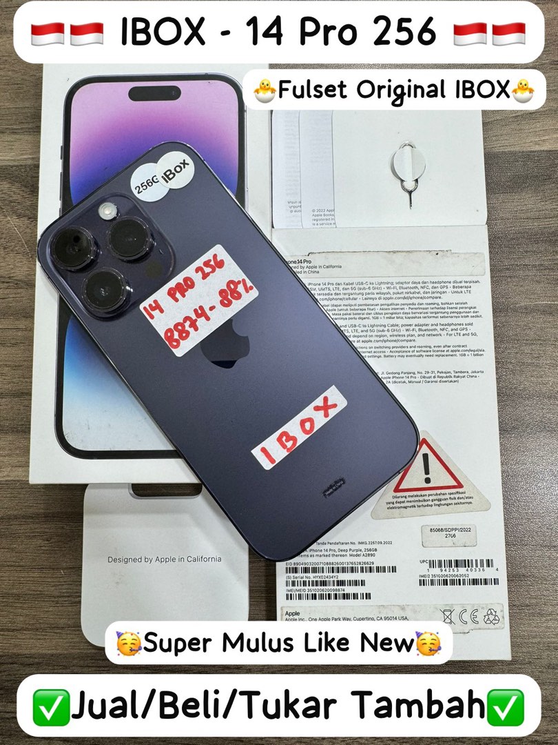 Iphone 14 pro 256gb second ibox, Telepon Seluler & Tablet, iPhone ...