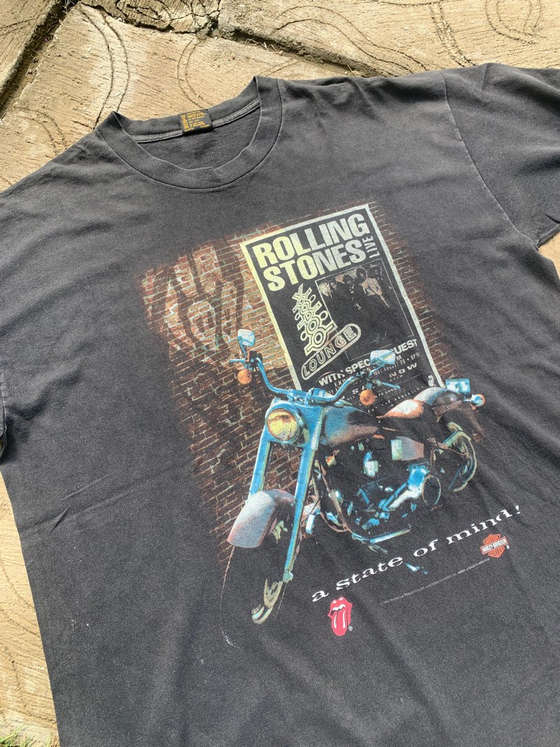 Kaos vintage band harley davidson rolling stones collab by brockum the ...