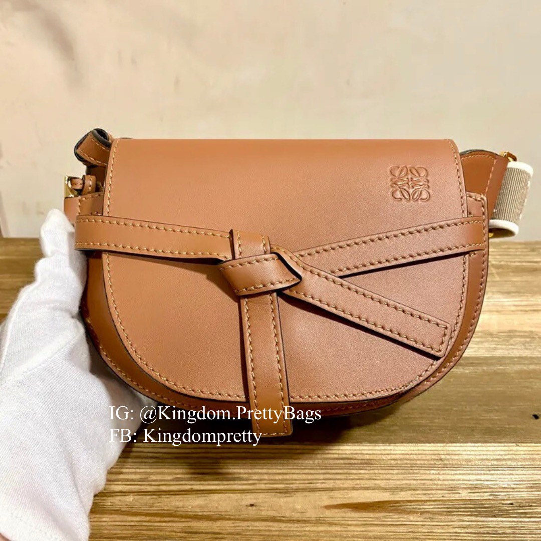 Loewe Gate Mini Dual Curved Flap Bag in Tan Logo Strap Pre-order ...