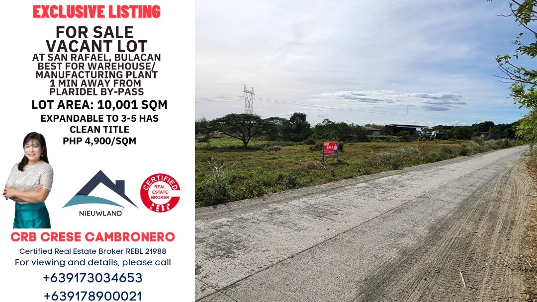 LOT FOR SALE FOR WAREHOUSE USE AT NEAR SAN RAFAEL BYPASS ROAD BULACAN ...