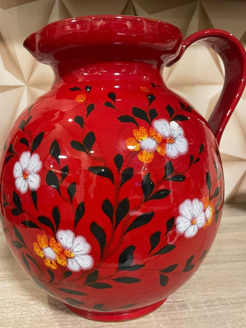 MADE IN ITALY Vintage Stunning Warm Glossy Red Ceramic Large Heavy ...