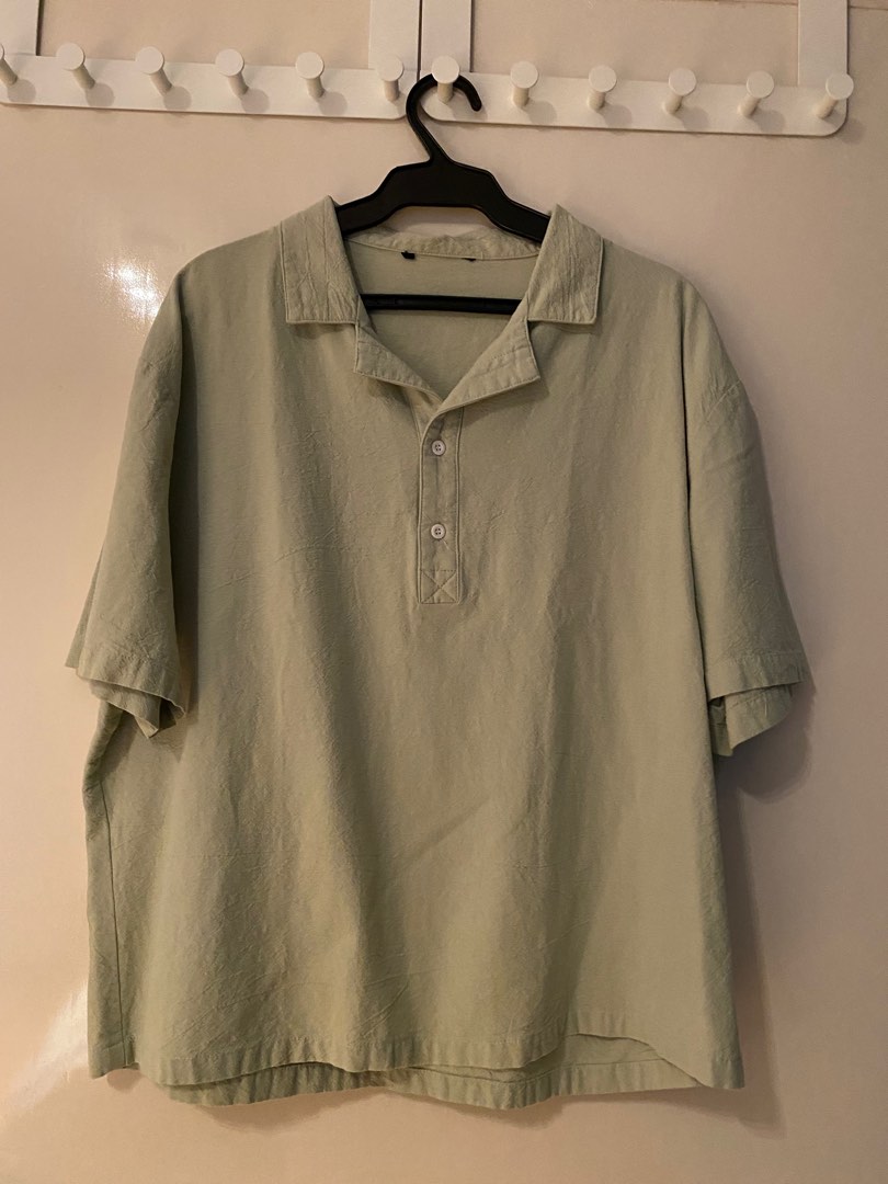 Oversized Sage Green Polo Shirt, Men's Fashion, Tops & Sets, Tshirts ...