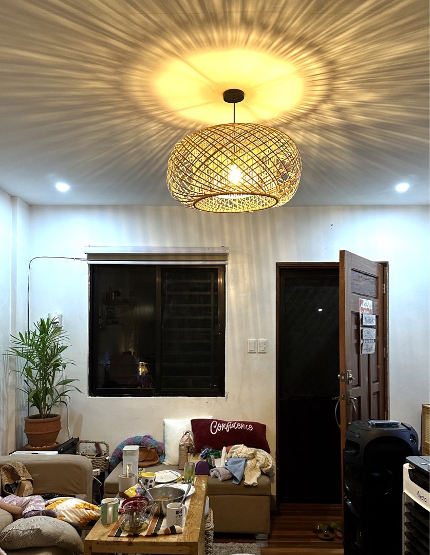 Rattan Pendant Light - Large Size, Furniture & Home Living, Lighting ...