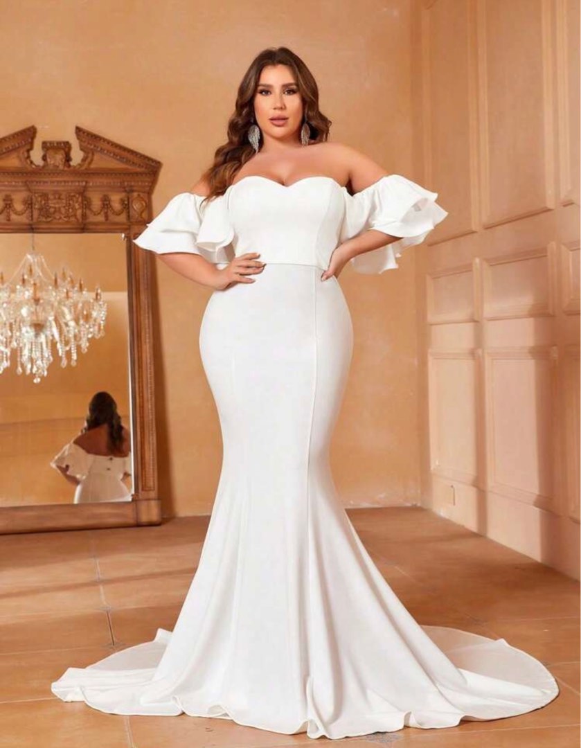 Shein long gown powder blue available, Women's Fashion, Dresses & Sets ...