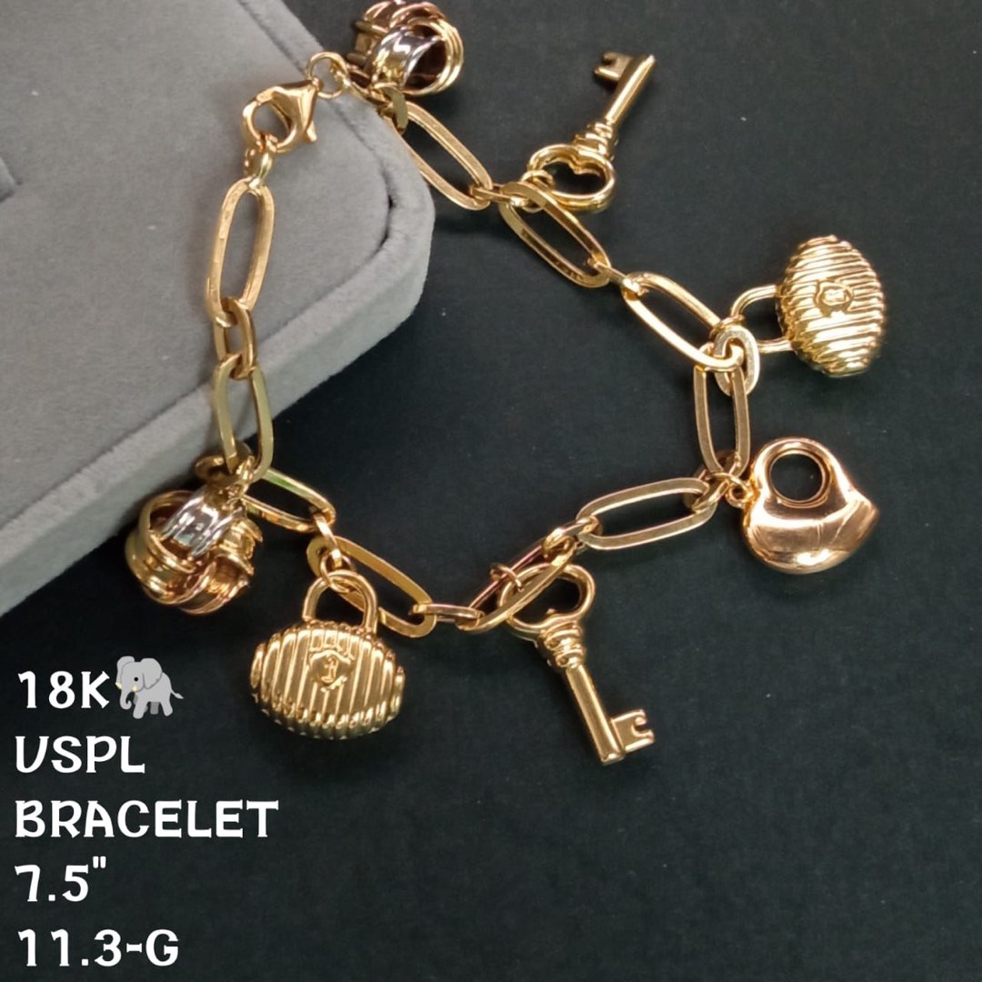 Tricolor Charm Paper Clip Chain Bracelet, Women's Fashion, Jewelry ...